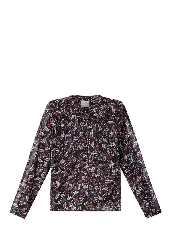 MARANT ETOILE Maria Floral Print Blouse - Black/raspberry