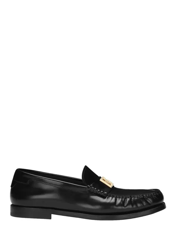 Dolce & Gabbana Logo-plaque Leather Loafers - Black