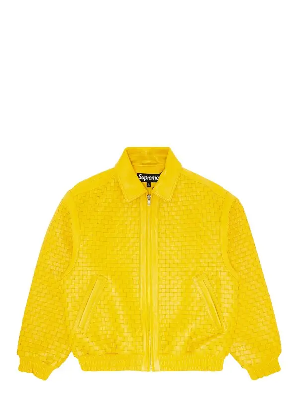 Supreme Woven Leather Varsity Jacket - Yellow