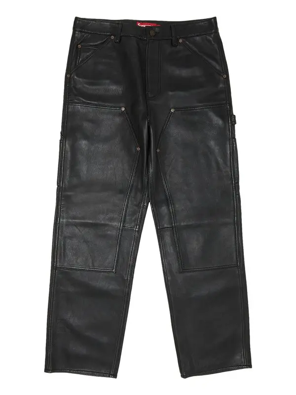 Supreme Leather Double Knee Painter Pant - Black
