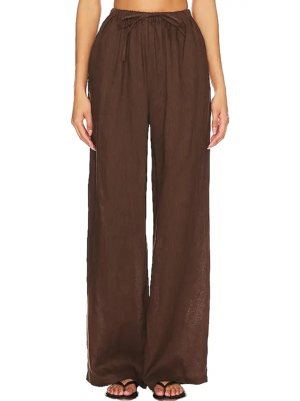 AEXAE Linen Drawstring Trouser - Brown
