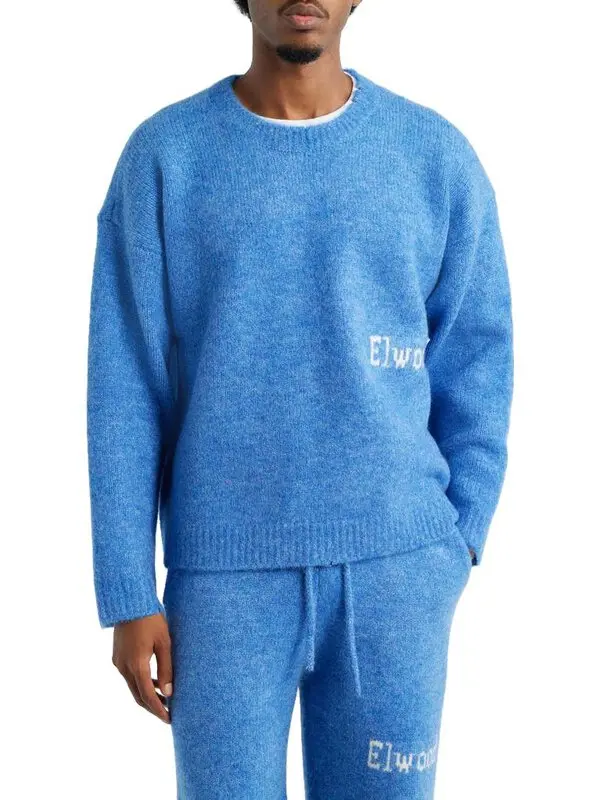 ELWOOD Oversize Crewneck Sweater - Blue