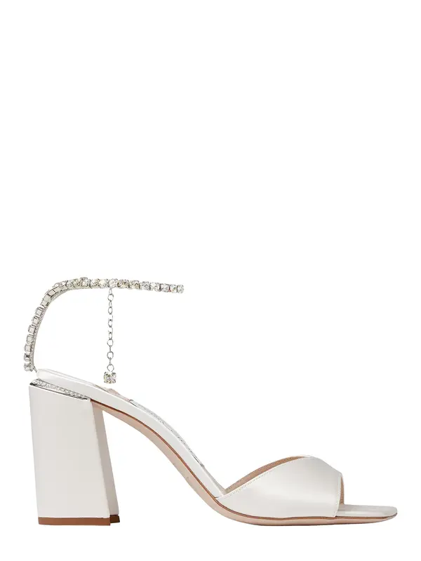 JIMMY CHOO Saeda 85 Satin Sandals - Ivory