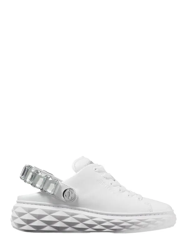JIMMY CHOO Leather Diamond Sling Sneakers - White