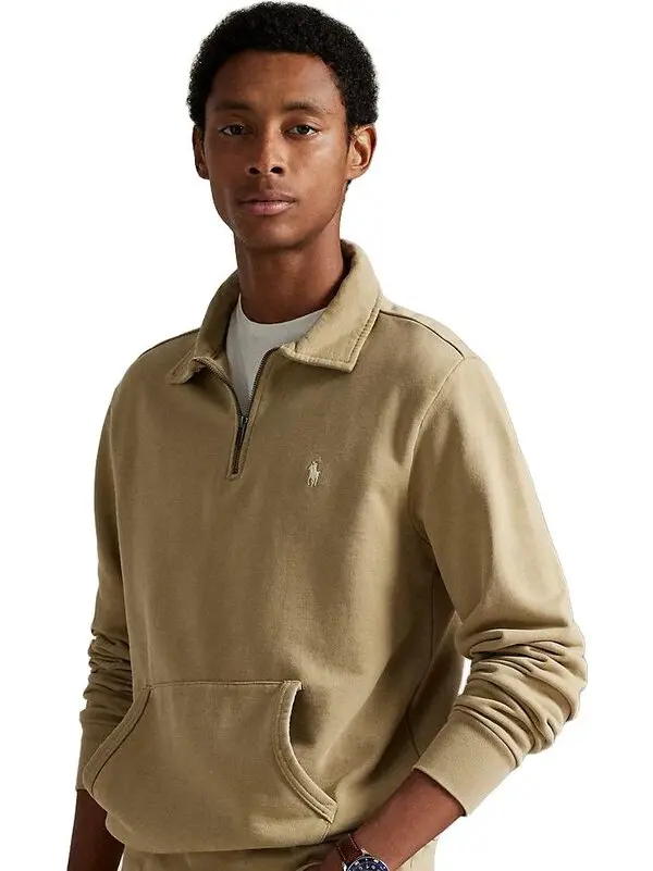Ralph Lauren Loopback Fleece Quarter-zip Sweatshirt - Rl Khaki