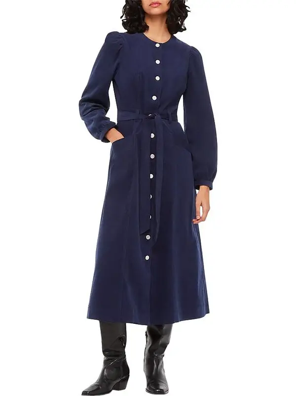Whistles Angelica Corduroy Midi Dress - Navy