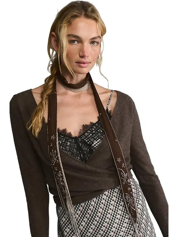 Free People Cashmere Reversible Wrap Sweater - Mull