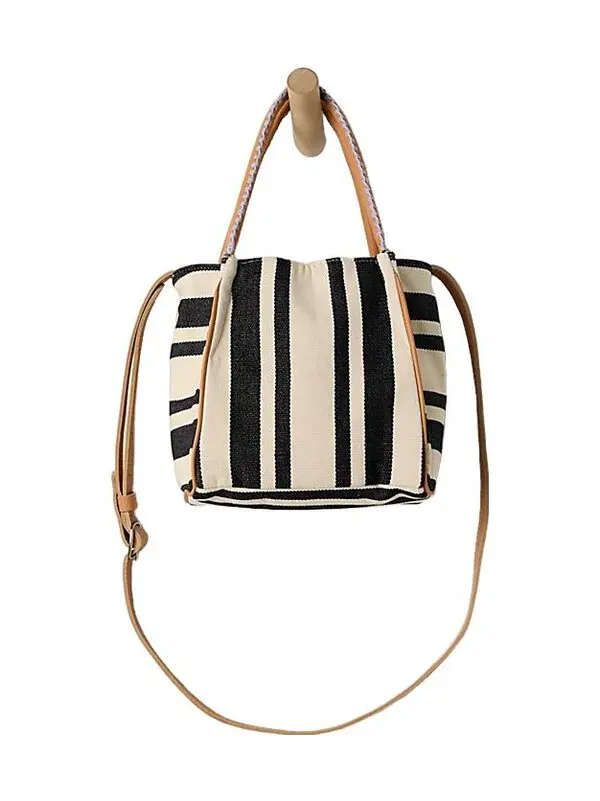 MERCADO GLOBAL Flora Petite Tote Bag - Black Block Stripe