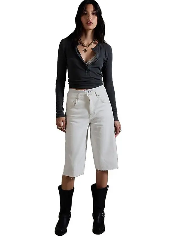 Free People We The Free Low-rise Relaxed Capri Jeans - Optic White