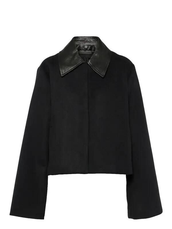 Proenza Schouler Cropped Wool-blend Jacket With Leather Collar - Black