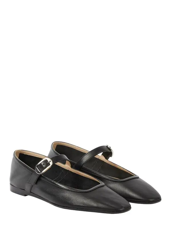 Le Monde Beryl Leather Mary Jane Ballet Flats - Black