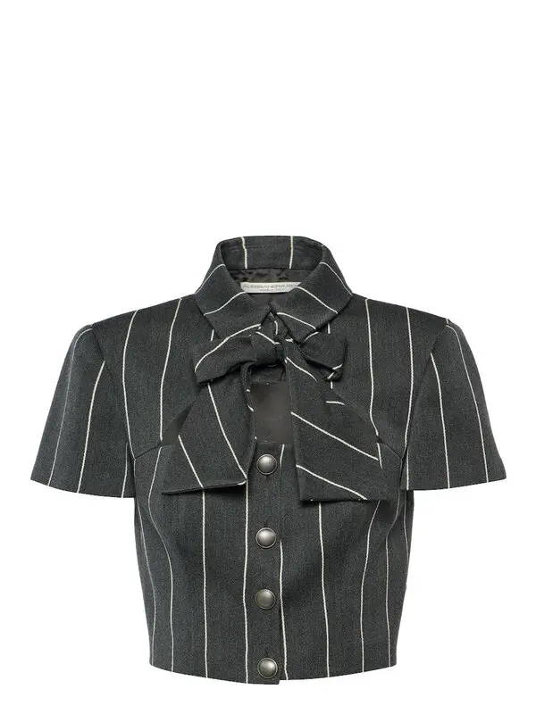 Alessandra Rich Pinstripe Cropped Jacket - Grey