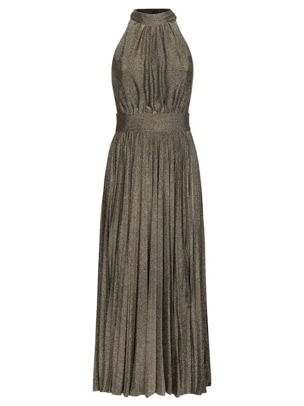 Dolce & Gabbana Pleated Silk Midi Dress - Silver