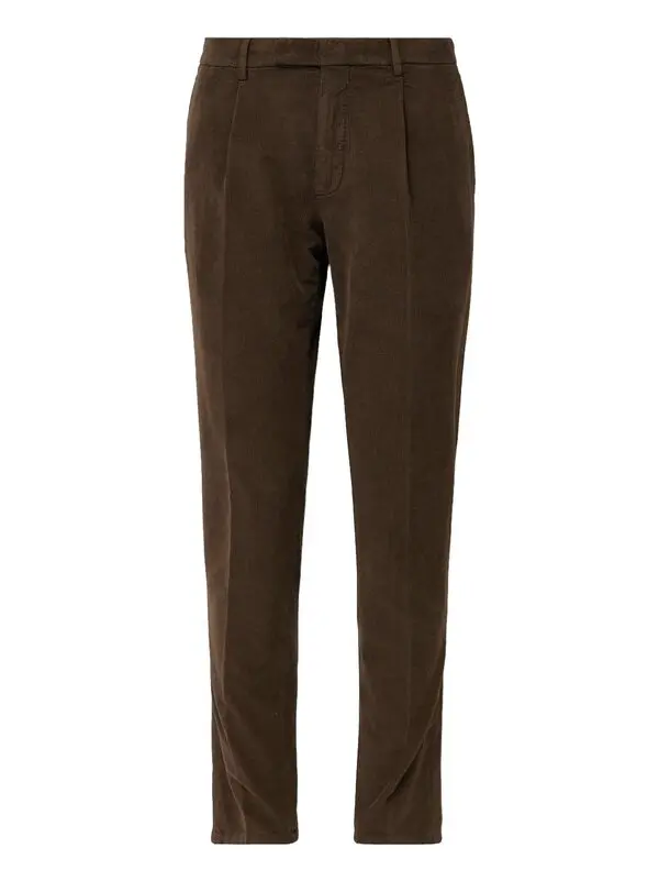 Boglioli Slim-fit Pleated Corduroy Suit Trousers - Brown