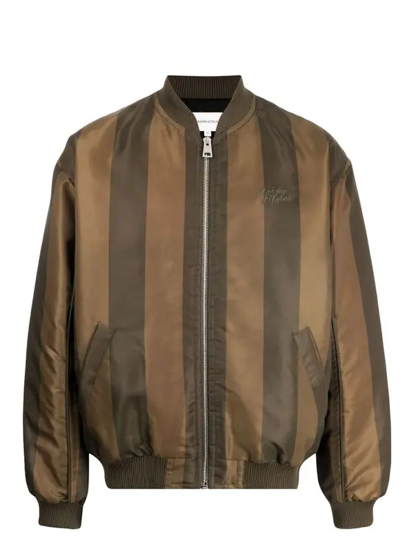 Maison Kitsuné Striped Bomber Jacket - Green