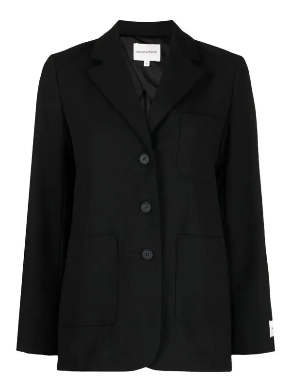 Maison Kitsuné Logo-tag Textured Blazer - Black