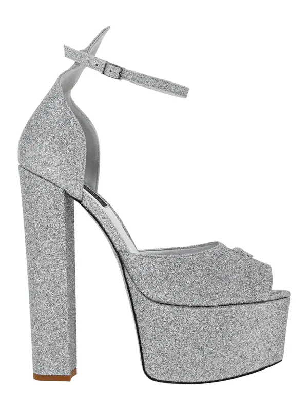 Philipp Plein 120mm Glitter Sandals - Silver