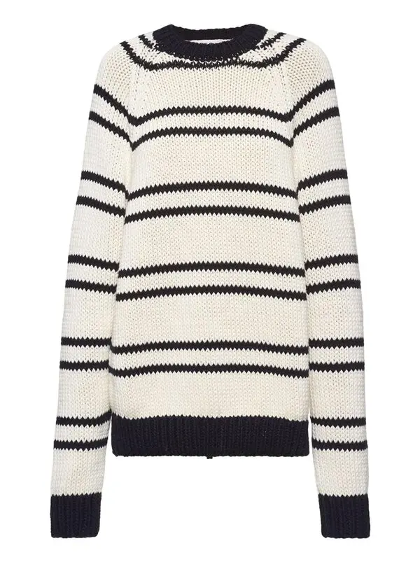 Miu Miu Striped Cotton Jumper - White