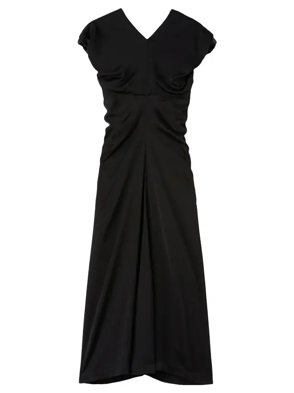 JIL SANDER Gathered Satin Gown - Black