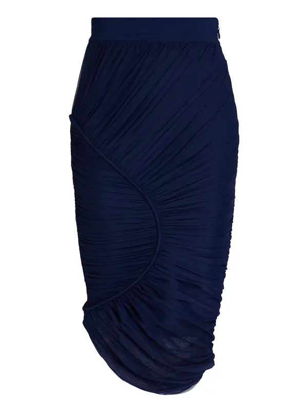 Herve Leger Ruched Ponte And Stretch-tulle Skirt - Navy
