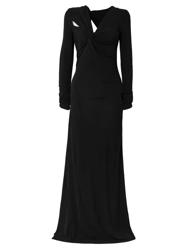 Victoria Beckham Twist-front Cutout Stretch-jersey Gown - Black