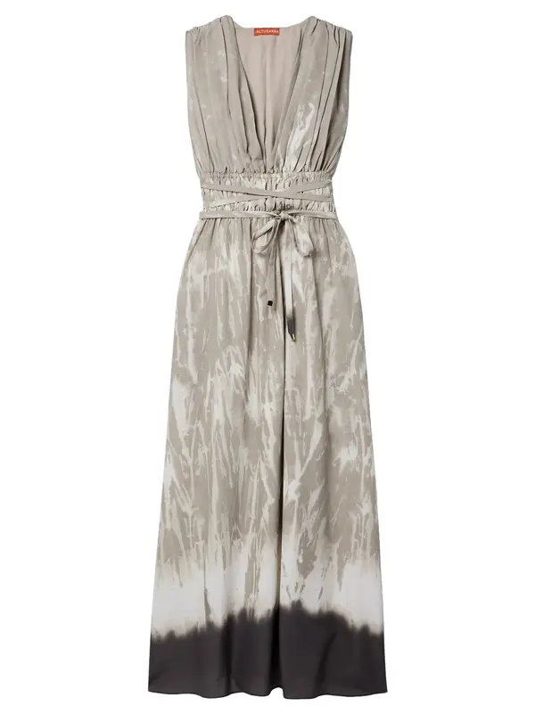 Altuzarra Fiona Gathered Printed Maxi Dress - Gray