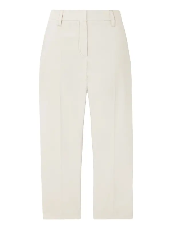Brunello Cucinelli Stretch-cotton Drill Straight-leg Pants - Off-white