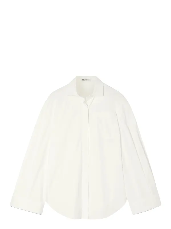 Brunello Cucinelli Oversized Cotton-blend Poplin Shirt - White