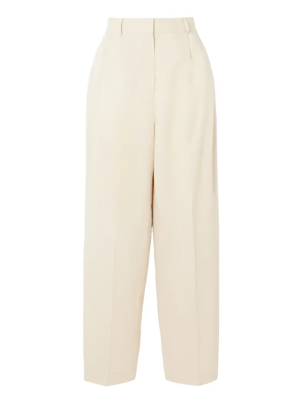 TOTEME Woven Pleated Tapered Trousers - White