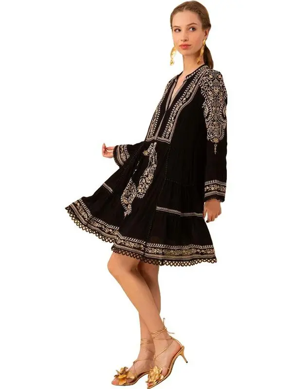 Hale Bob Isabel Embroidered Dress - Black