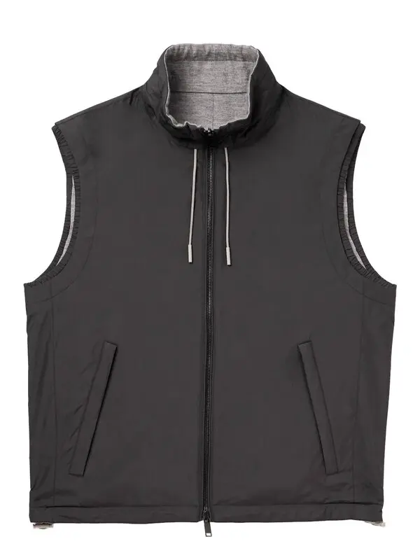 Zegna Reversible Microfibre And Cashmere-blend Gilet - Black