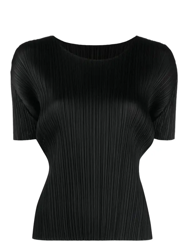 Issey Miyake Round-neck Plissé T-shirt - Black
