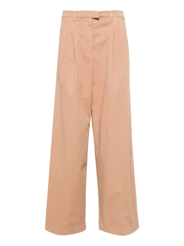 Pinko Wide-leg Cotton Trousers - Brown
