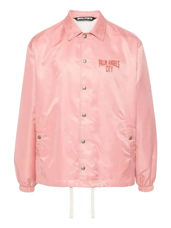 Palm Angels Logo Print Gabardine-weave Jacket - Pink
