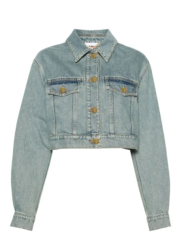 Moschino Teddy Bear-buttons Cropped Denim Jacket - Blue