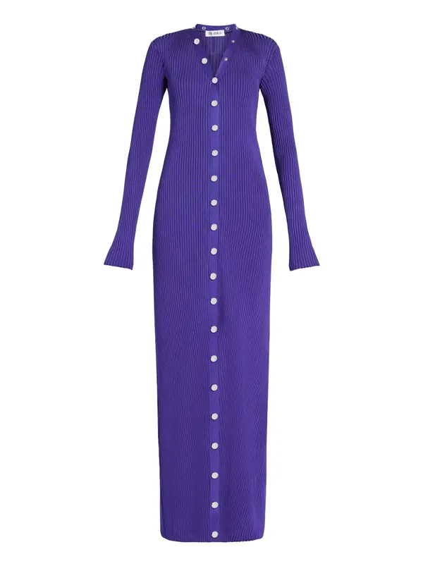 Attico Ribbed-knit Cardigan Dress - Purple