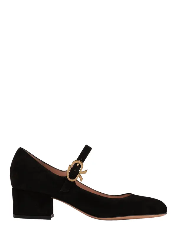GIANVITO ROSSI 45mm Mary Ribbon Suede Pumps - Black