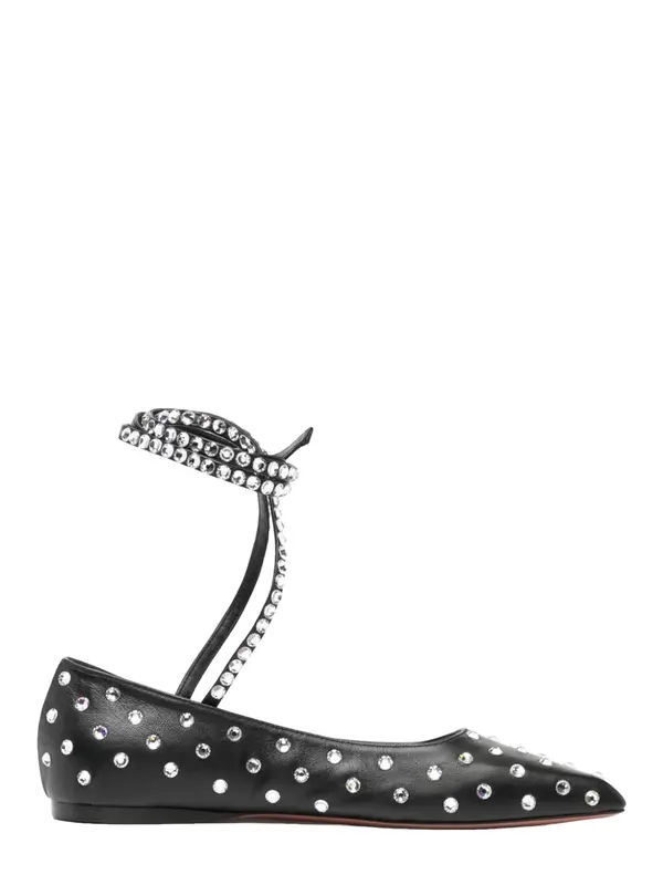 Amina Muaddi Ane Crystal-embellished Ballerina Shoes - Black