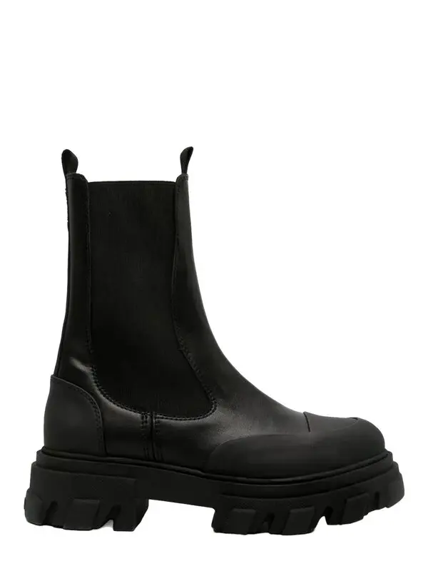 GANNI Cleated Faux-leather Chelsea Boots - Black