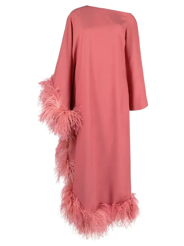 TALLER MARMO Ubud Extravaganza Feather-trim Maxi Dress - Pink