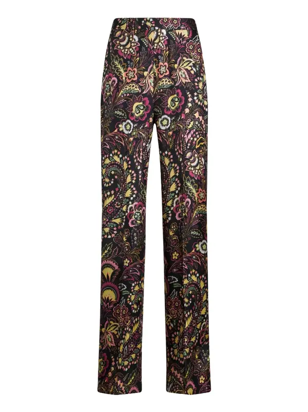 Etro Twill-print Trousers - Black