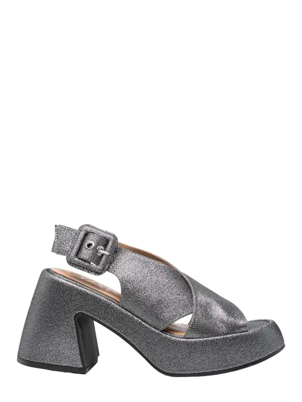 GANNI 95mm Glitter Platform Sandals - Silver