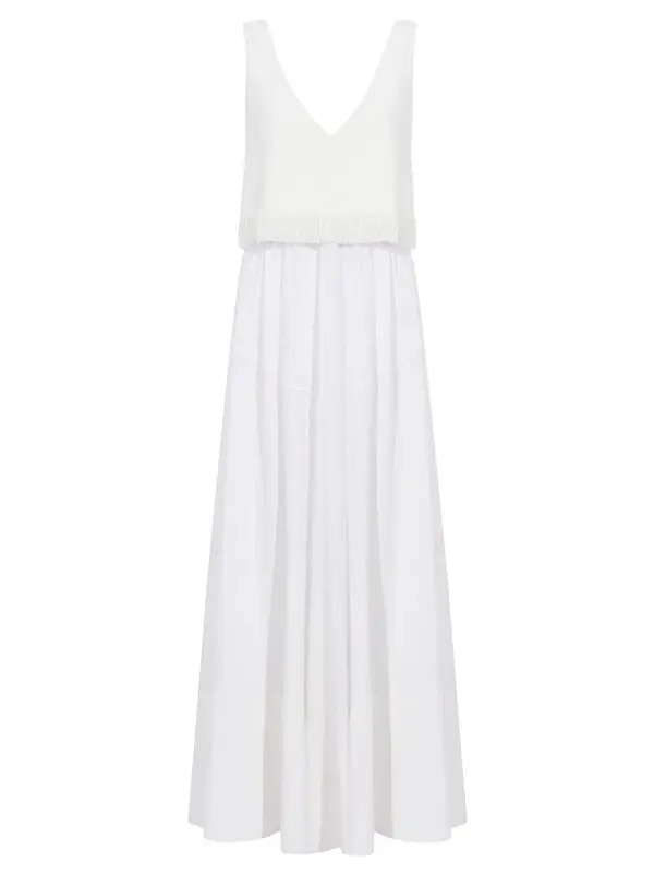 Proenza Schouler Lynda Fringed Layered Maxi Dress - White
