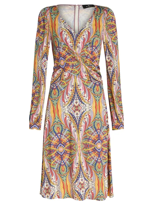 Etro Paisley-print V-neck Midi Dress - Neutrals