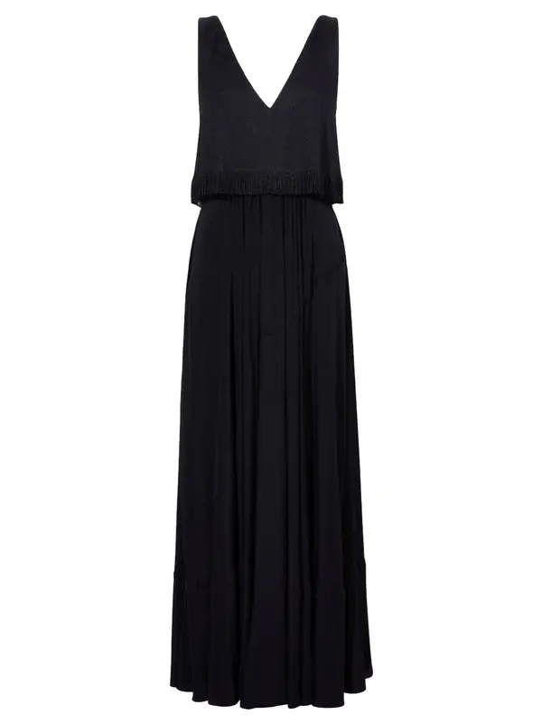 Proenza Schouler Lynda Fringed Layered Maxi Dress - Black