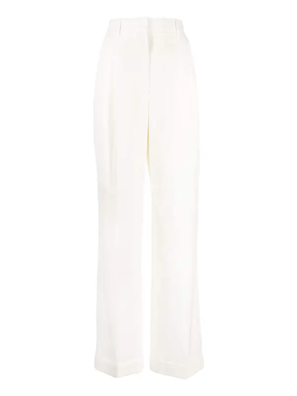 Casablanca High-waisted Straight-leg Trousers - White
