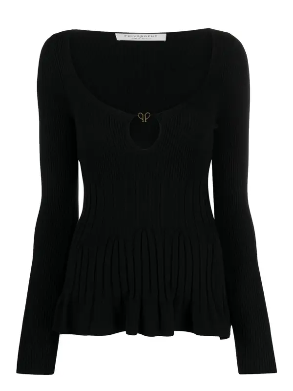 Philosophy Di Lorenzo Serafini Logo-plaque Ribbed-knit Top - Black