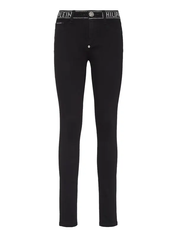 Philipp Plein Strass Stretch-denim Leggings - Black