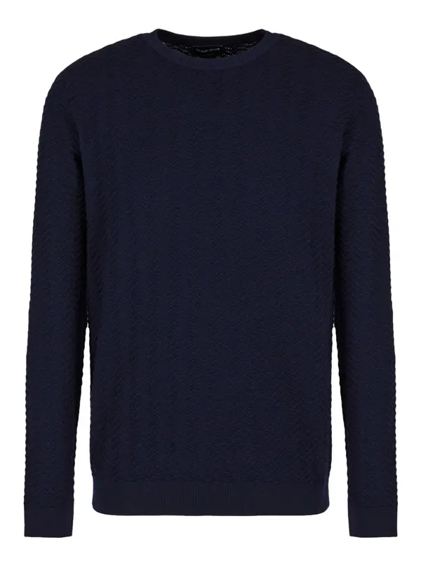 Giorgio Armani Chevron-knit Jumper - Blue