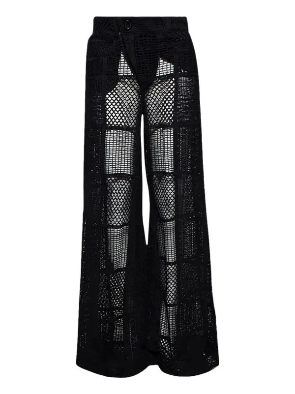 ROBERTA EINER Crochet-knit Wide-leg Trousers - Black